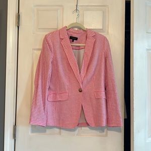 Talbots | Jackets & Coats | Nwt Talbots Pink White Linen Gingham Lined Blaz | Poshmark